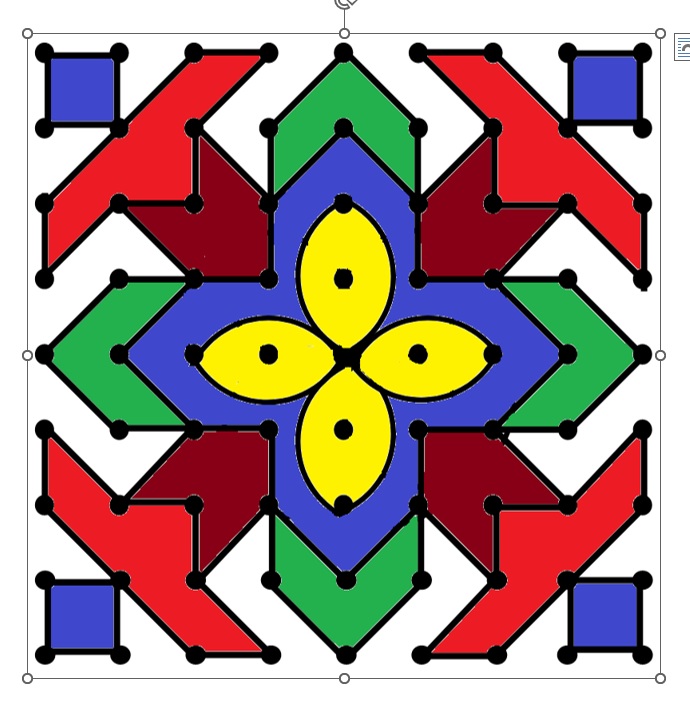 2) Complete the following pattern and colour it.