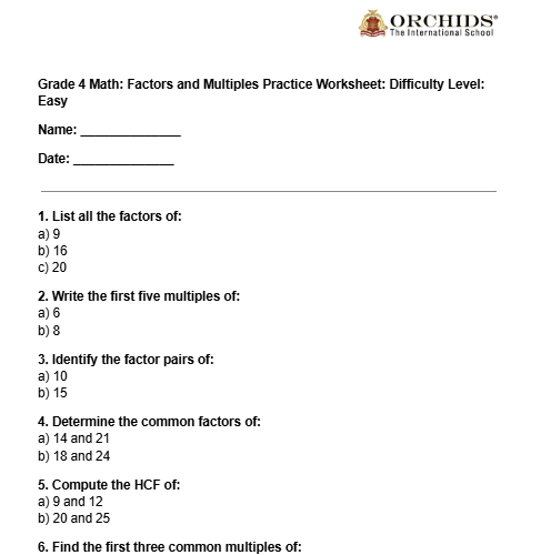 Multiples And Factors Worksheet For Class 4 Thekidsworksheet