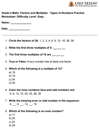 Types Of Numbers Worksheet