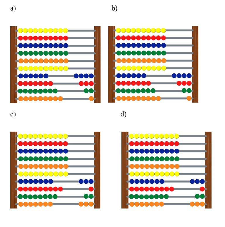 Complete the pattern in the beads of the Abacus.